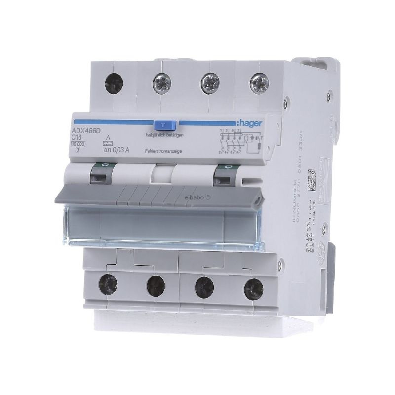 Disjunctor monofazic cu protecție diferențială 3P+N, C-16A, 30mA, 10kA ...