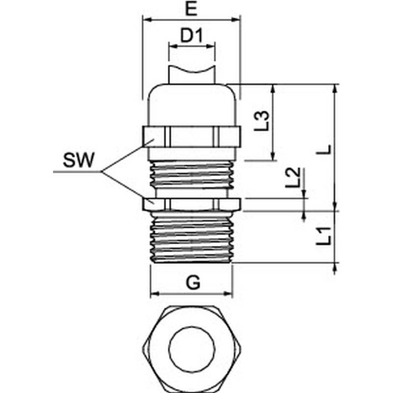 OBO 2086117 Presetupă metalică cu filet metric lung V-TEC M16